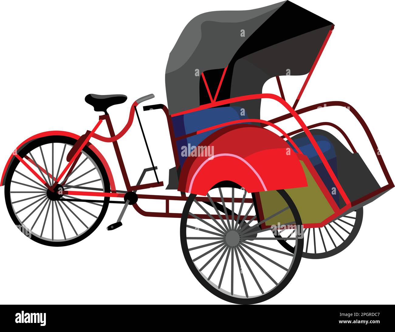 Indonesian Pedicab Traditional Transportation Vector Stock Vector Image ...