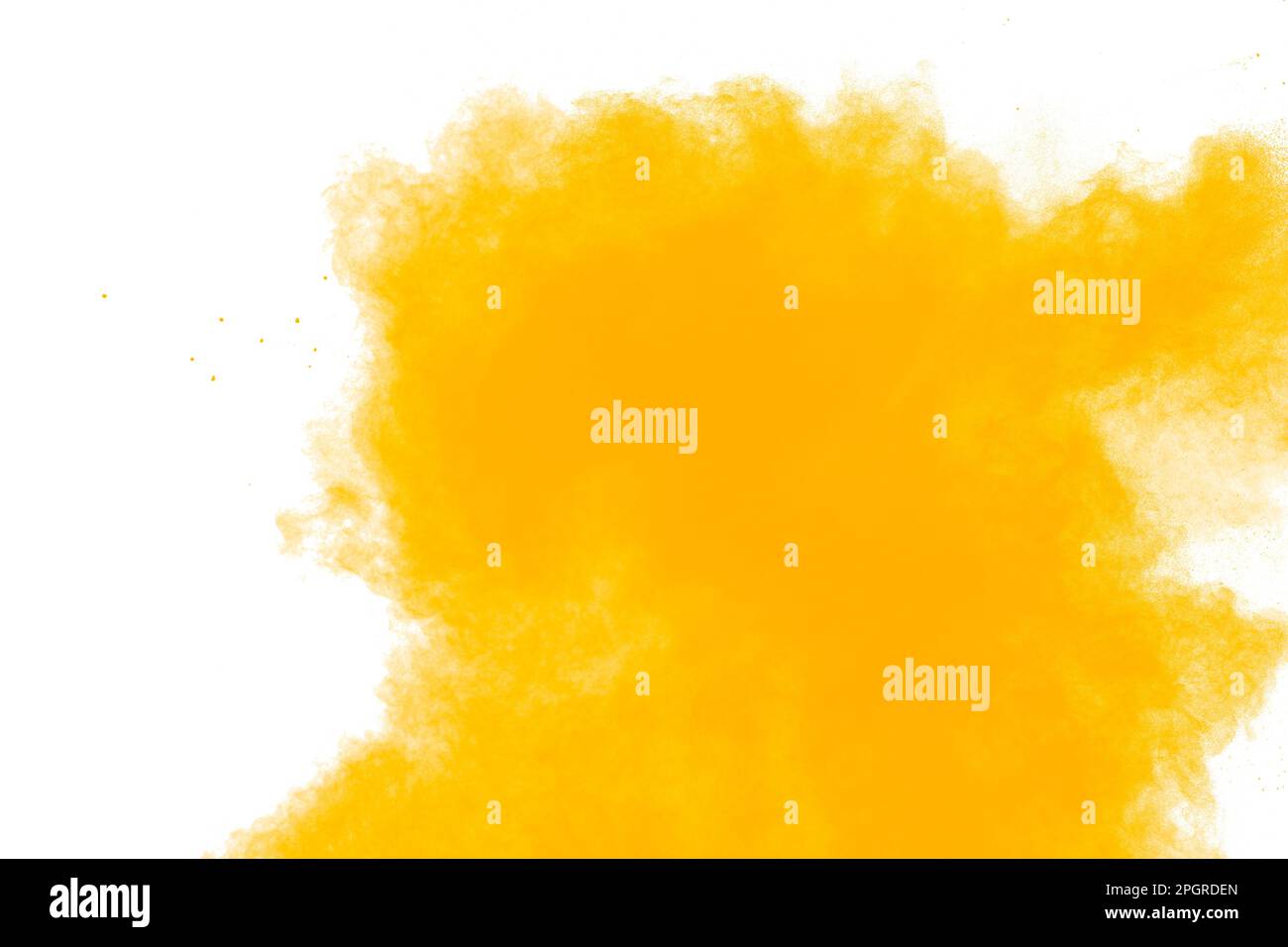 Abstract yellow powder explosion black on background. Yellow dust ...