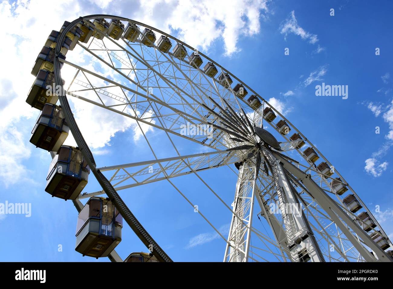 giant Ferris wheel closeup. perspective view. blue sky. leisure and ...