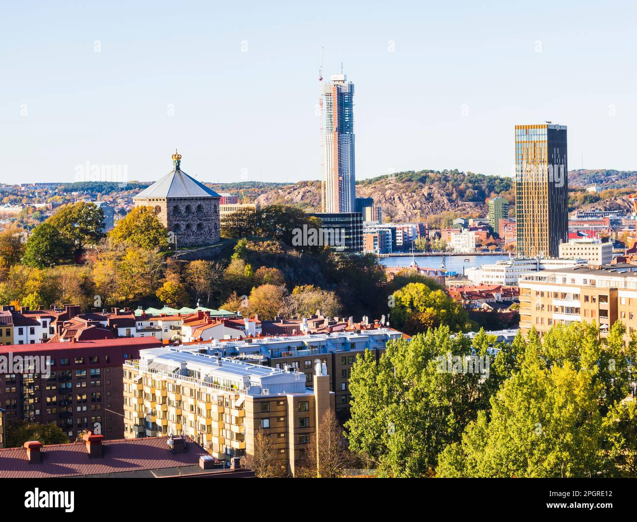 A high angle view of a residential district in Gothenburg, Sweden ...