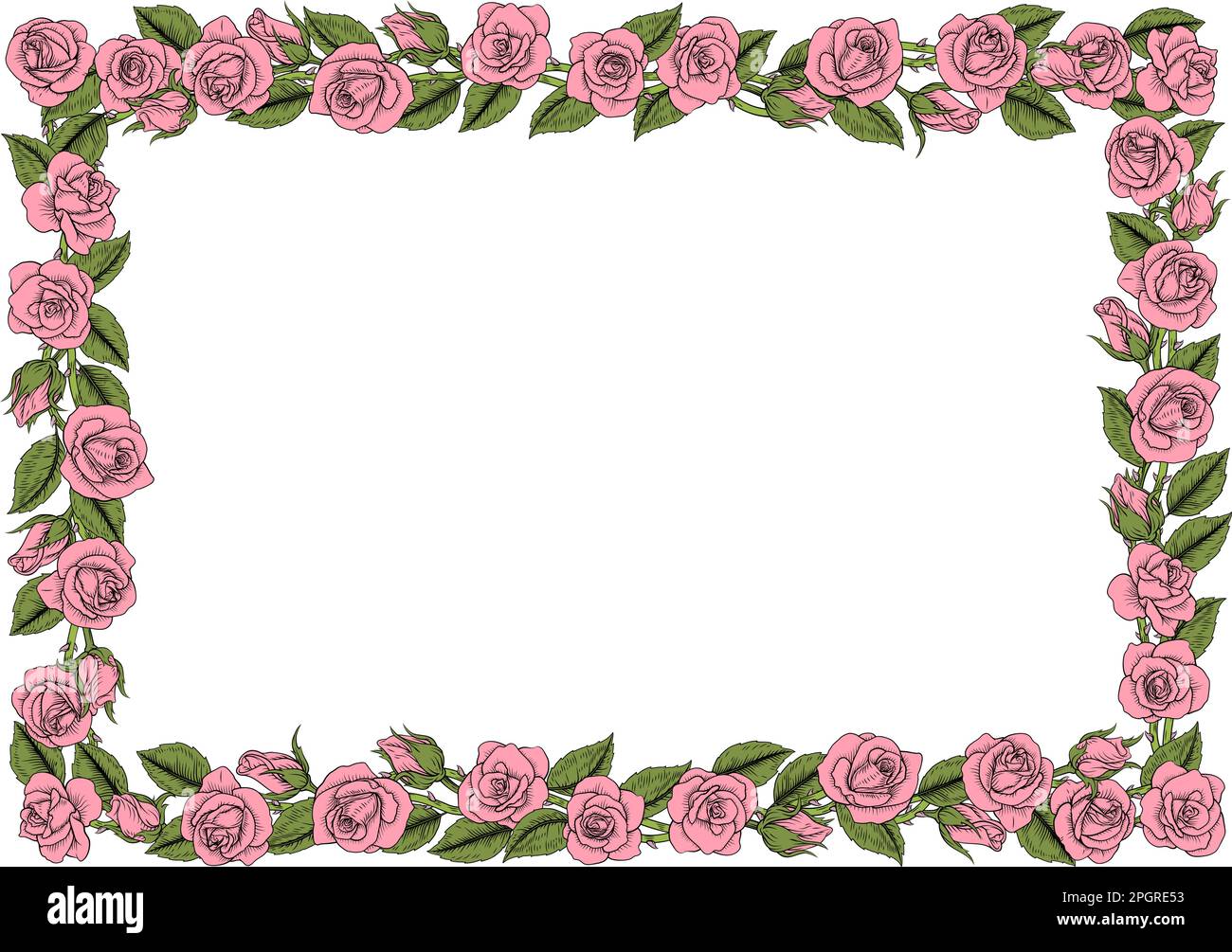 Roses Rose Flower Border Flowers Vintage Frame Stock Vector Image & Art ...