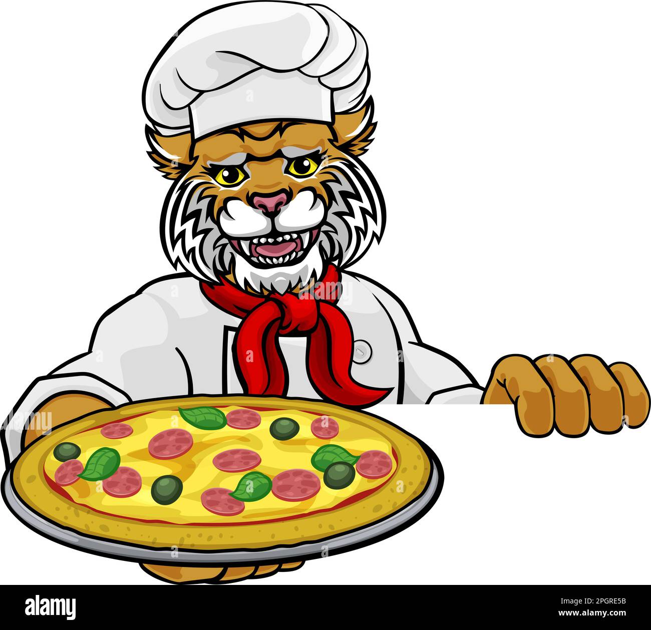 Wildcat Pizza Chef Cartoon Restaurant Mascot Sign Stock Vector Image ...