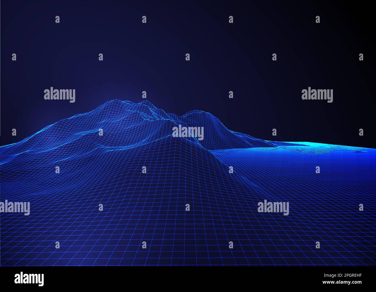 Abstract modern futuristic background with a detailed wireframe terrain ...