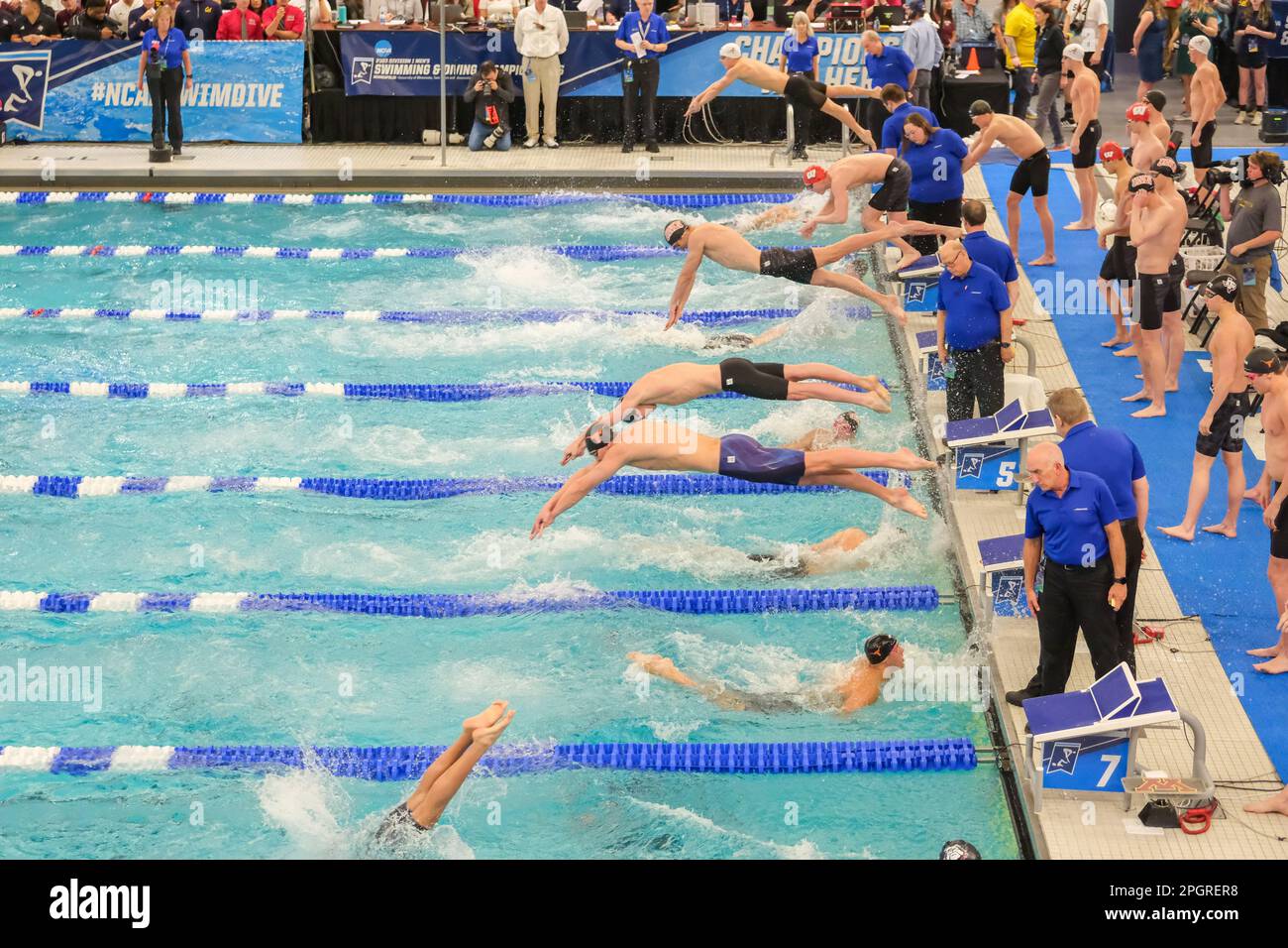 Minneapolis, Minnesota, USA. 23rd Mar, 2023. Swimmers start the second ...