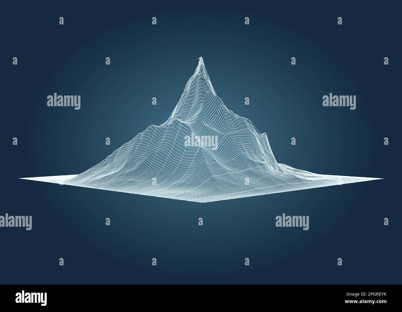Abstract mountain landscape in a detailed wireframe landscape design ...