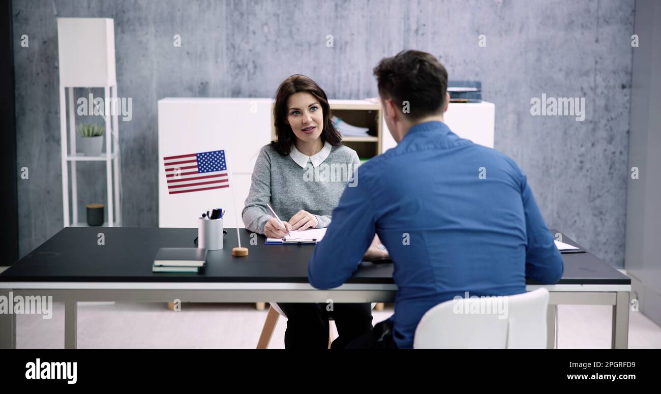 US Immigration Application And Consular Visa Interview Stock Photo - Alamy
