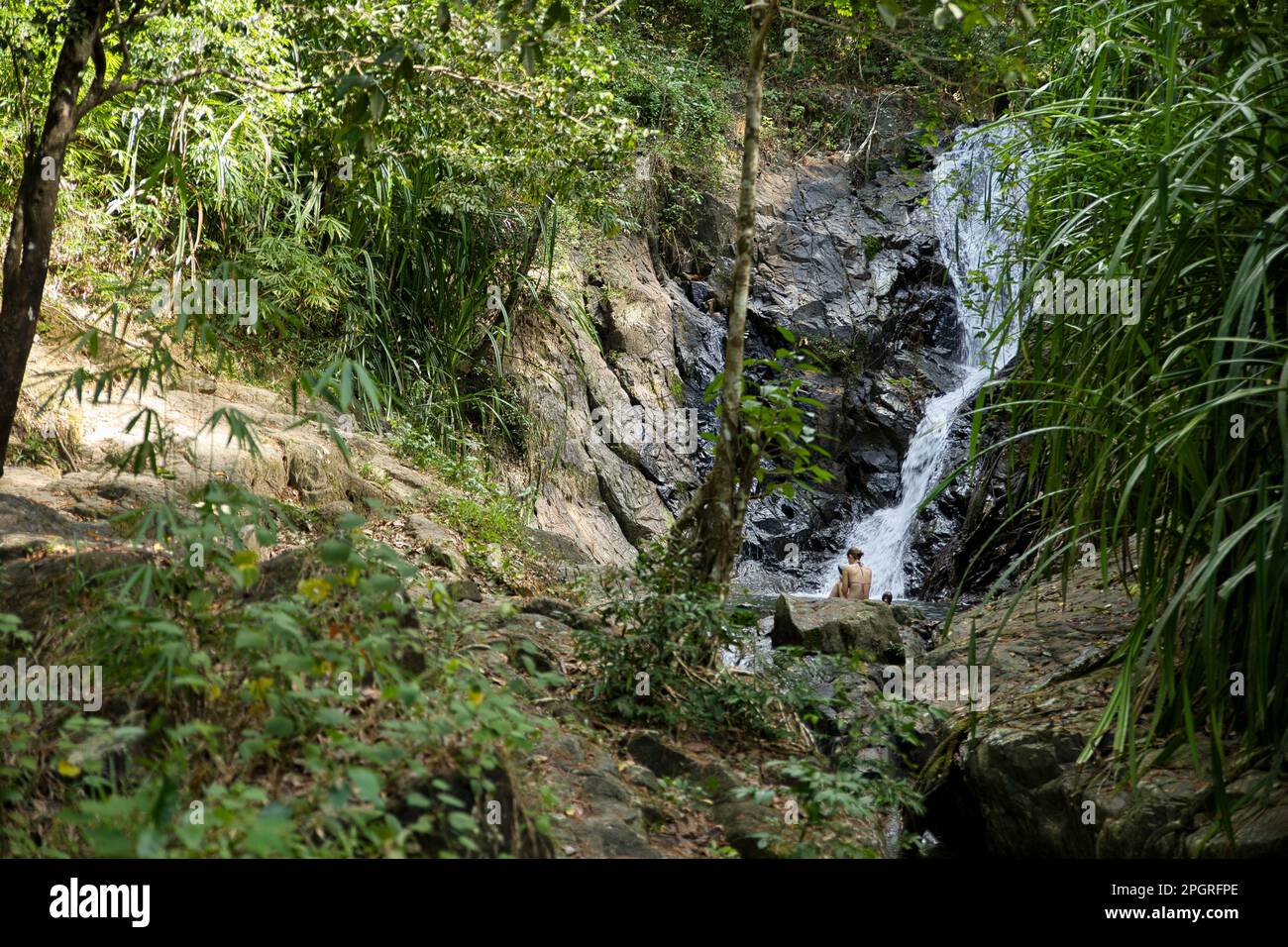 A stream in El Nido, Palawan in the Philippines, flowing through a ...