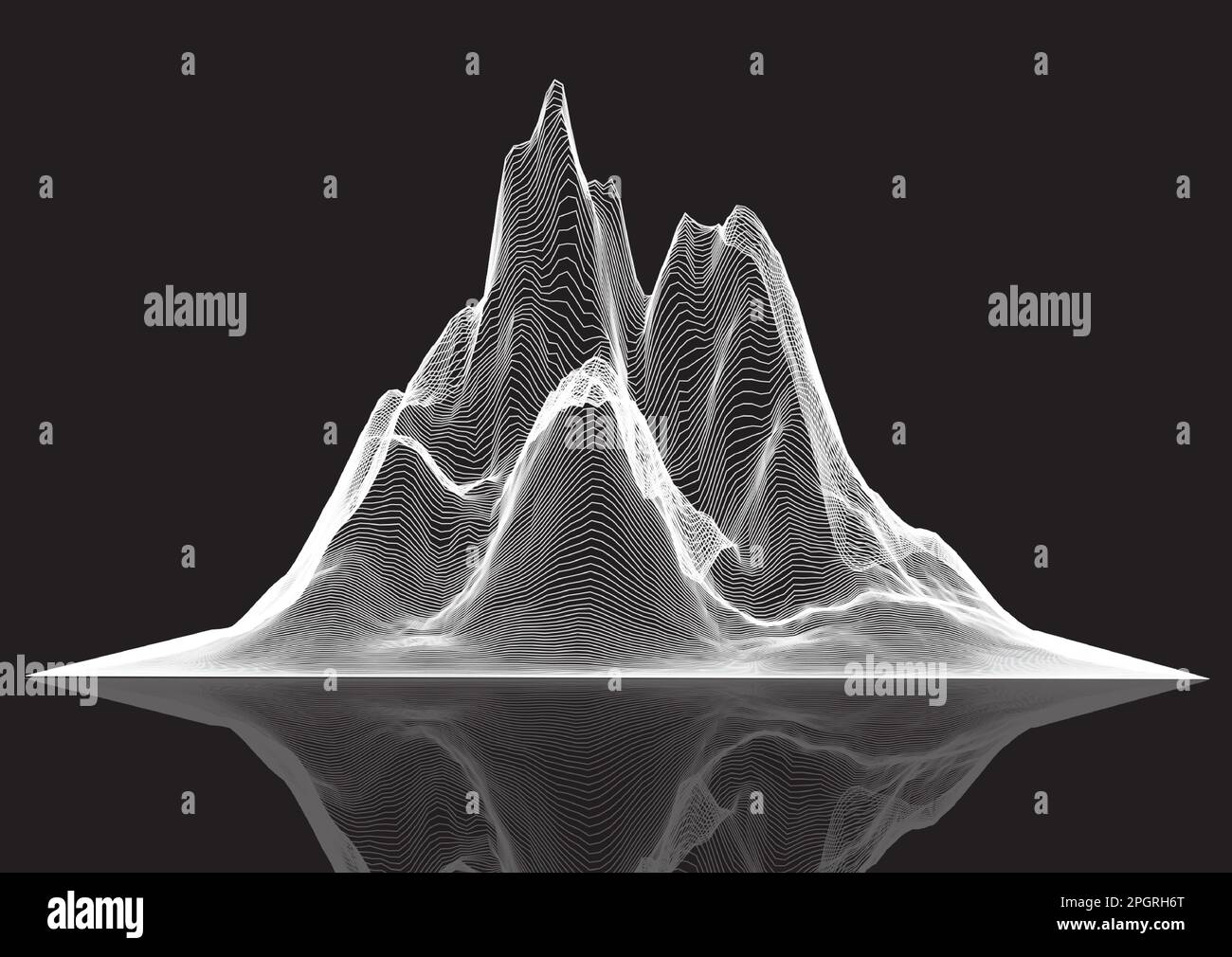 3D style landscape of a wireframe peaked mountain design Stock Vector ...