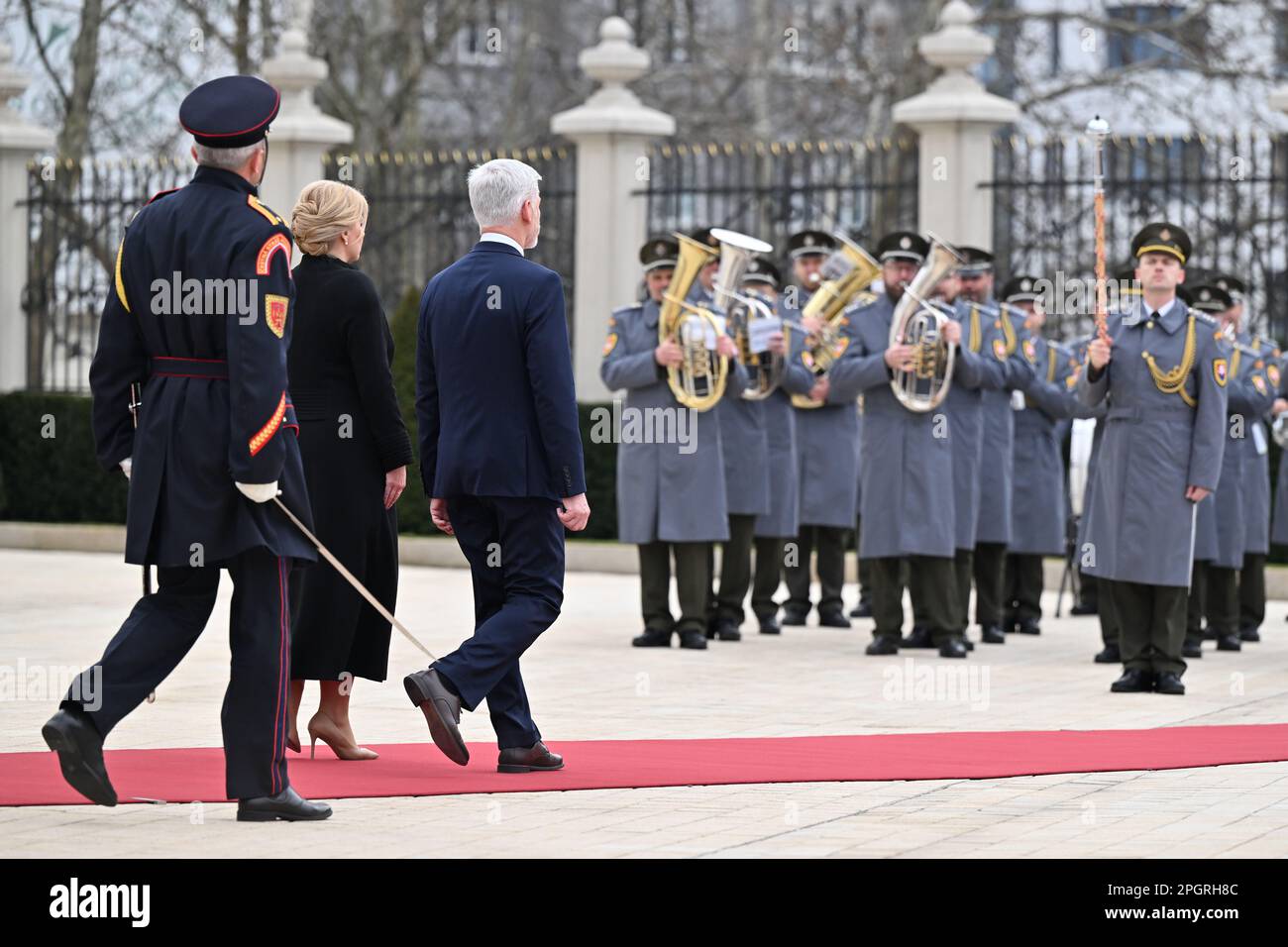 Czech President Petr Pavel (centre back) visits Slovak President Zuzana ...