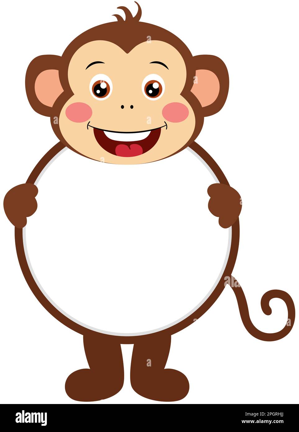 Cute monkey with circle blank sign Stock Photo - Alamy