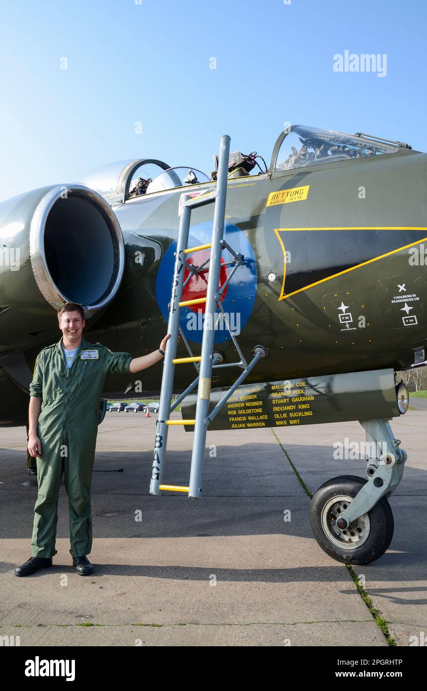 RAF pilot Ollie Suckling ready to pilot Blackburn Buccaneer S2B XW544 ...