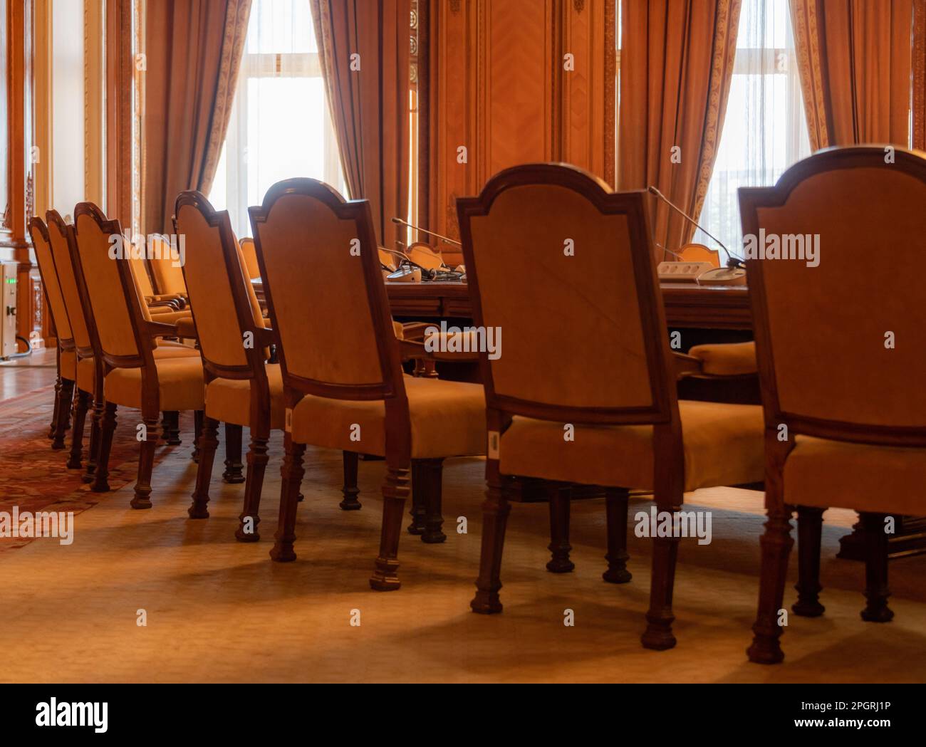 Conference room equipment of the Romanian Parliament building in ...