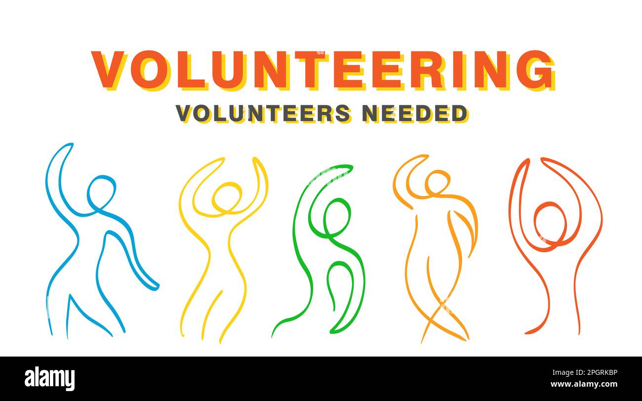 Volunteering Concept. Volunteers Needed banner one line abstract people ... Volunteering Concept. Volunteers Needed banner one line abstract people ...