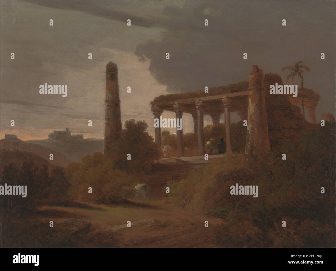 Indian Landscape with Temple Ruins 1820 by Thomas Daniell Stock Photo ...