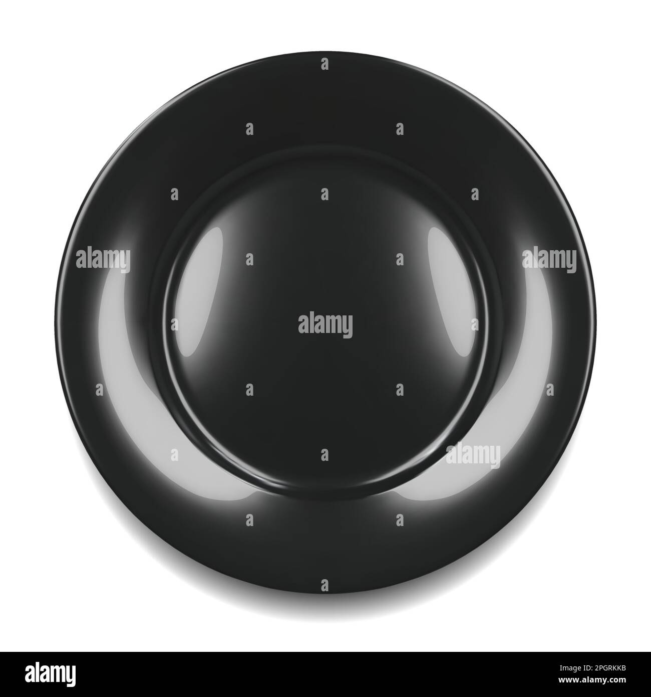 Black round empty plate top view. Vector illustration isolated on white ...