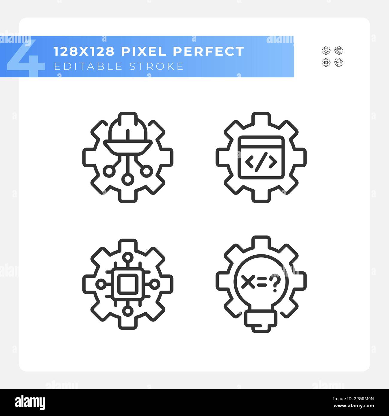 STEM technology settings pixel perfect linear icons set Stock Vector Image & Art - Alamy