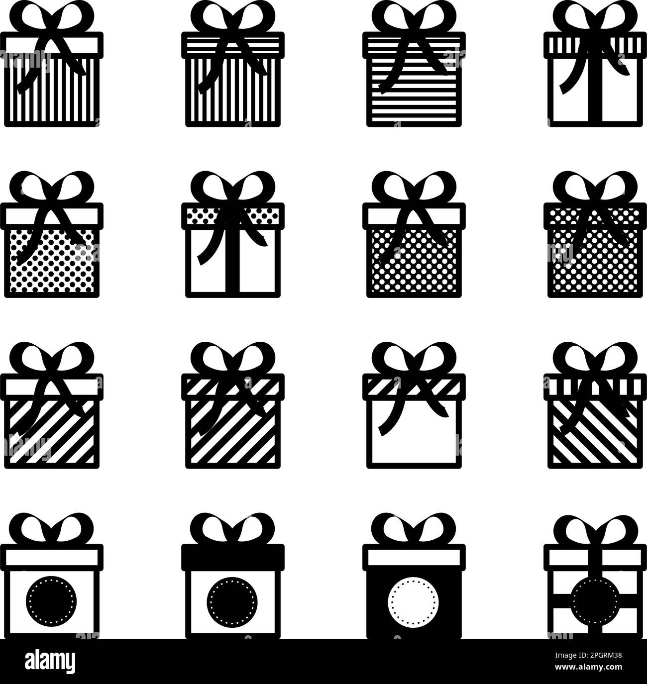 Decorate Gift Box icon set. Surprising gift box symbol collection ...
