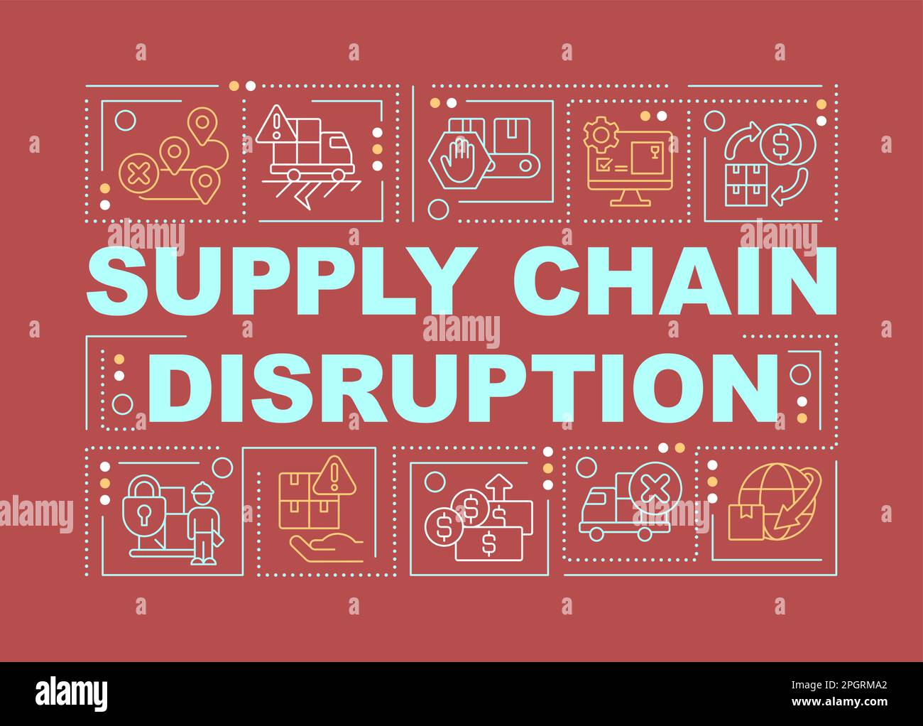 Supply chain disruption word concepts yellow banner Stock Vector Image ...