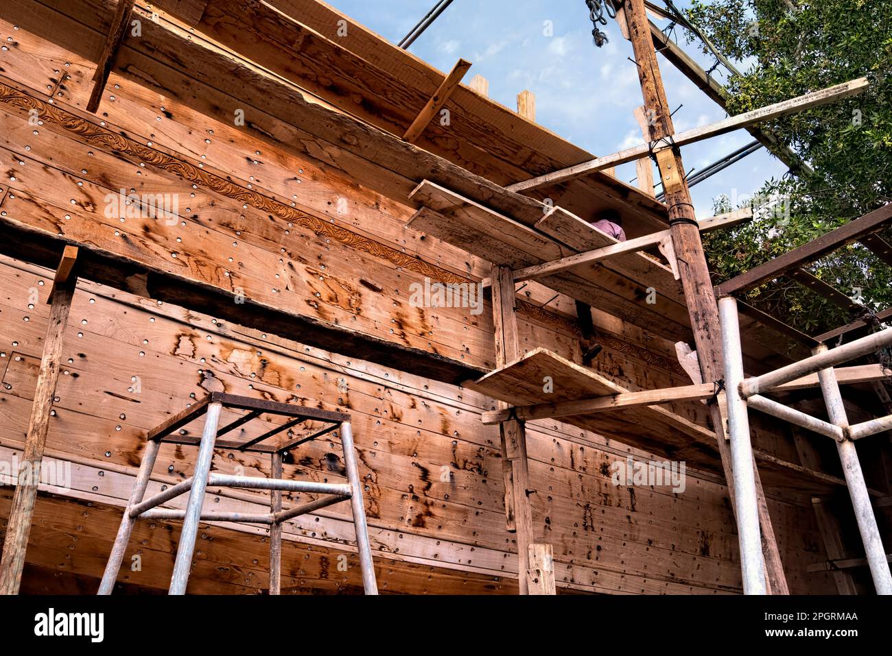 Nail craftsmanship on the giant traditional dhow Al Ghanja in the ...