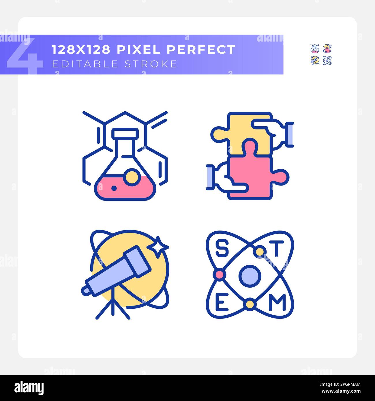 STEM impact on education pixel perfect RGB color icons set Stock Vector Image & Art - Alamy