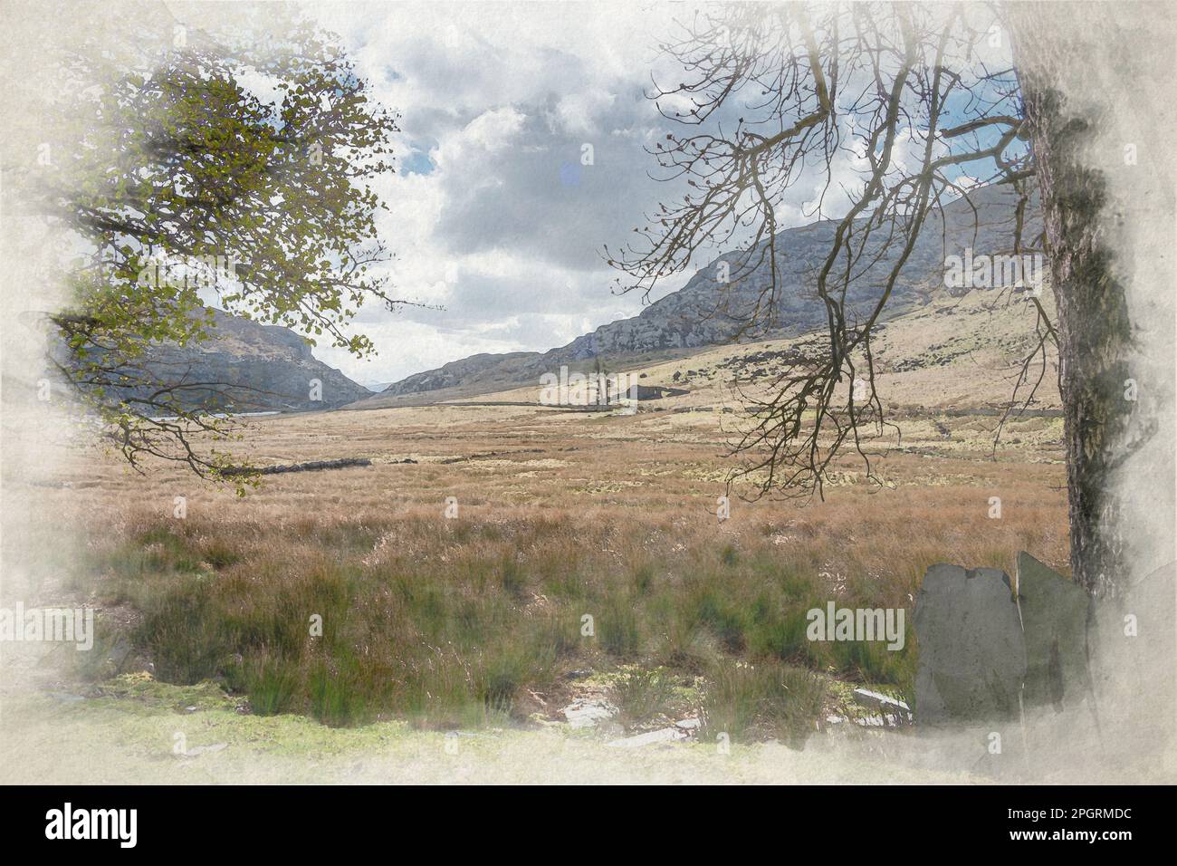 Digital watercolor painting of the abandoned Cwmorthin slate mine at ...