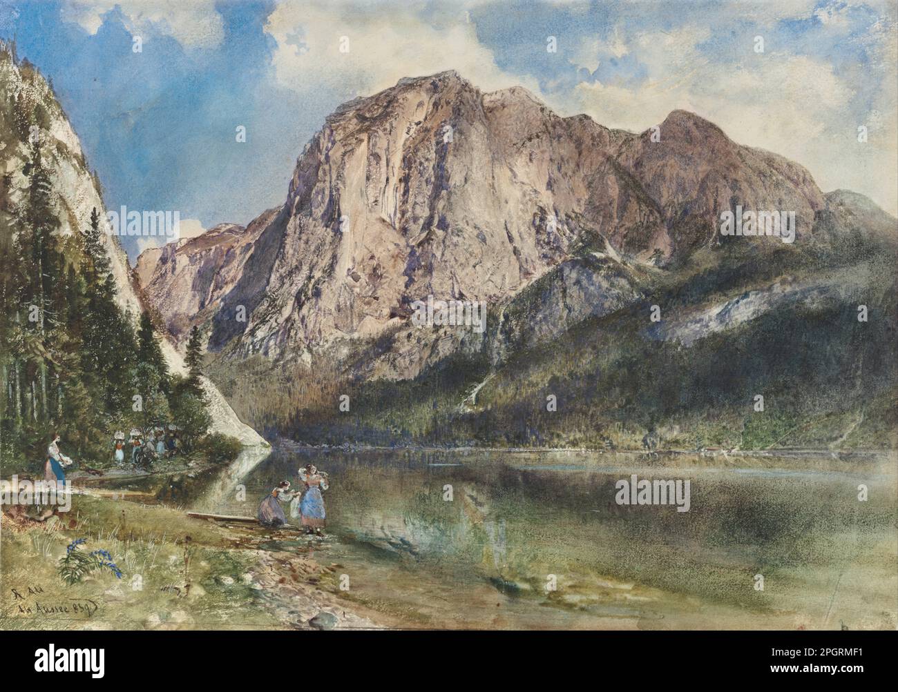 Altaussee Lake and Face of Mount Trissel 1859 by Rudolf von Alt Stock ...