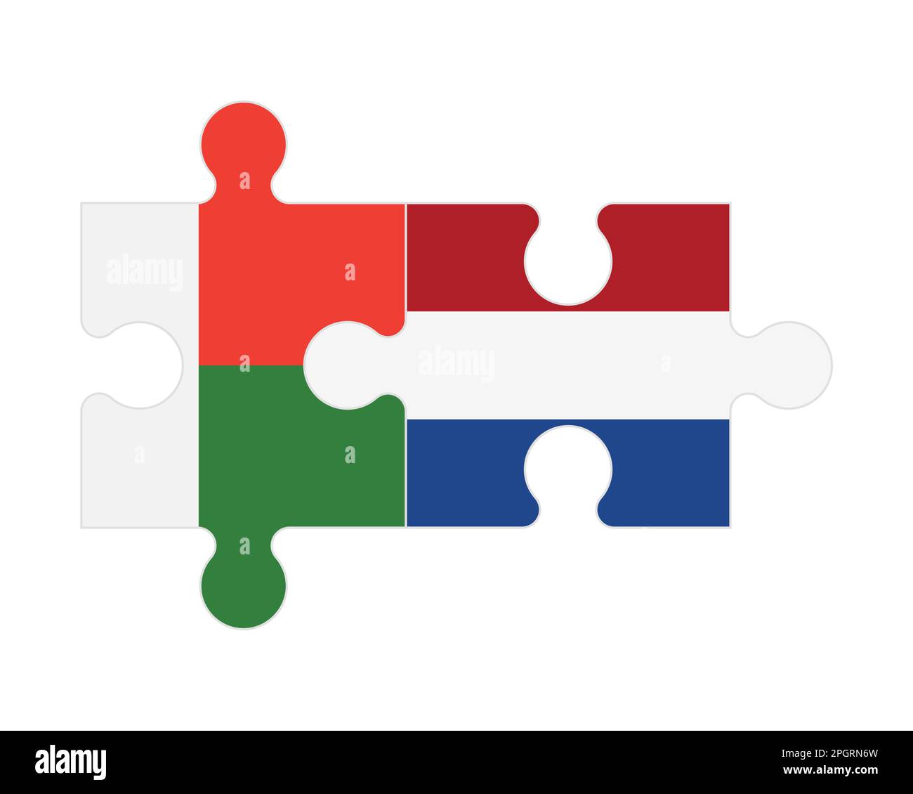 Connected puzzle of flags of Madagascar and Netherlands, vector Stock ...