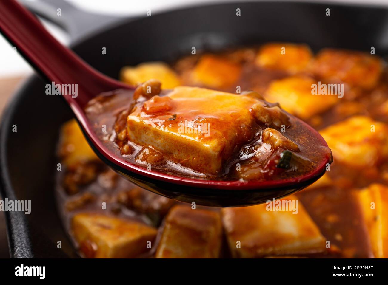 Spicy Mapo Tofu with Tofu and Beef Stock Photo - Alamy
