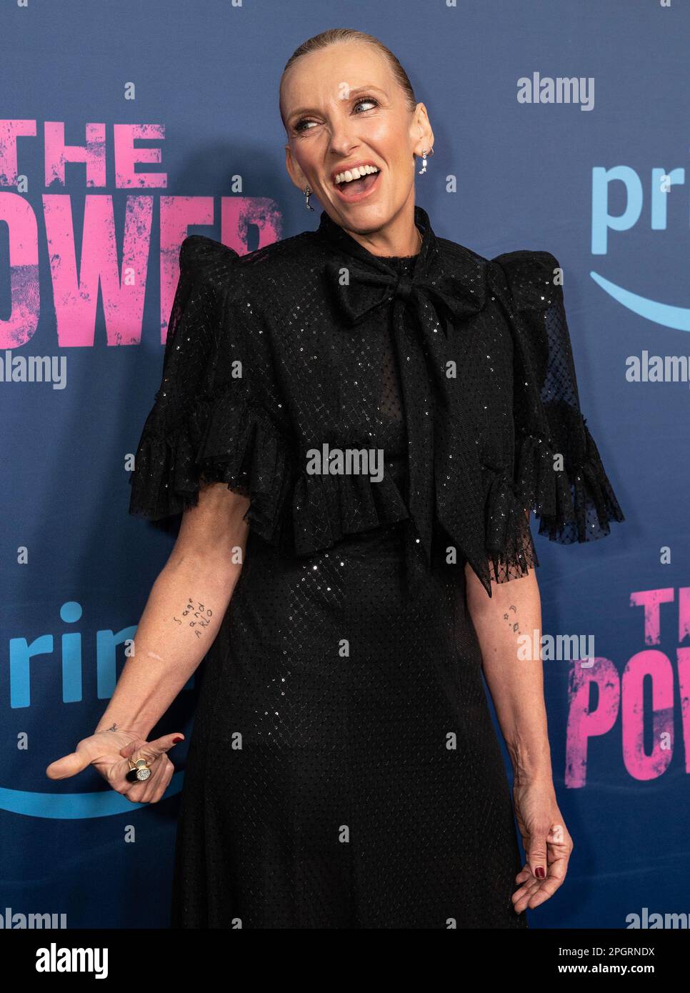 New York, United States. 23rd Mar, 2023. Toni Collette wearing dress by ...