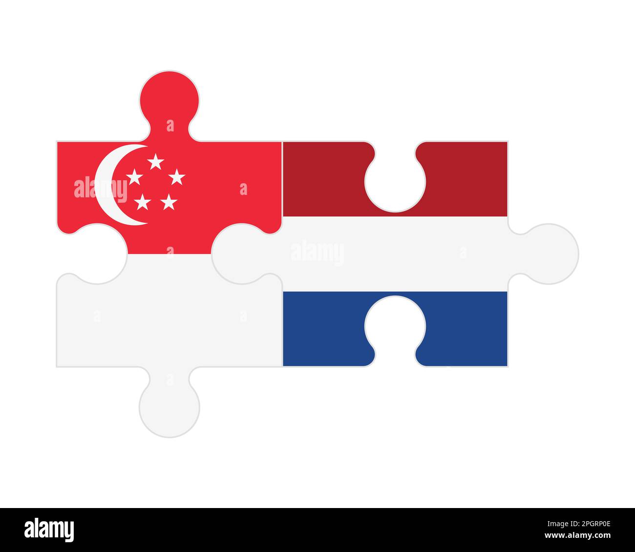 Connected puzzle of flags of Singapore and Netherlands, vector Stock ...