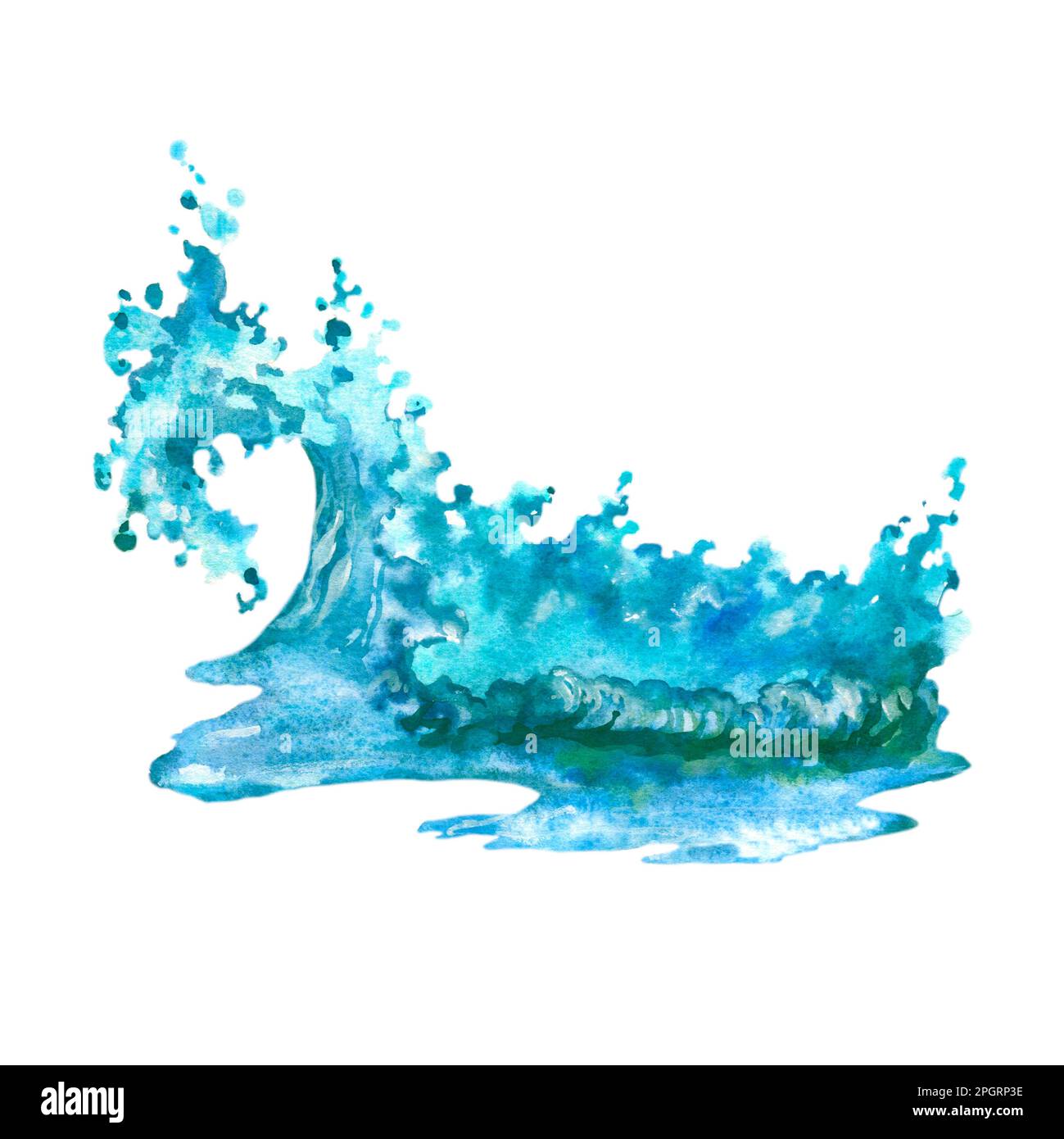 Water splash isolated on white. Sea wave. Abstract watercolor hand ...