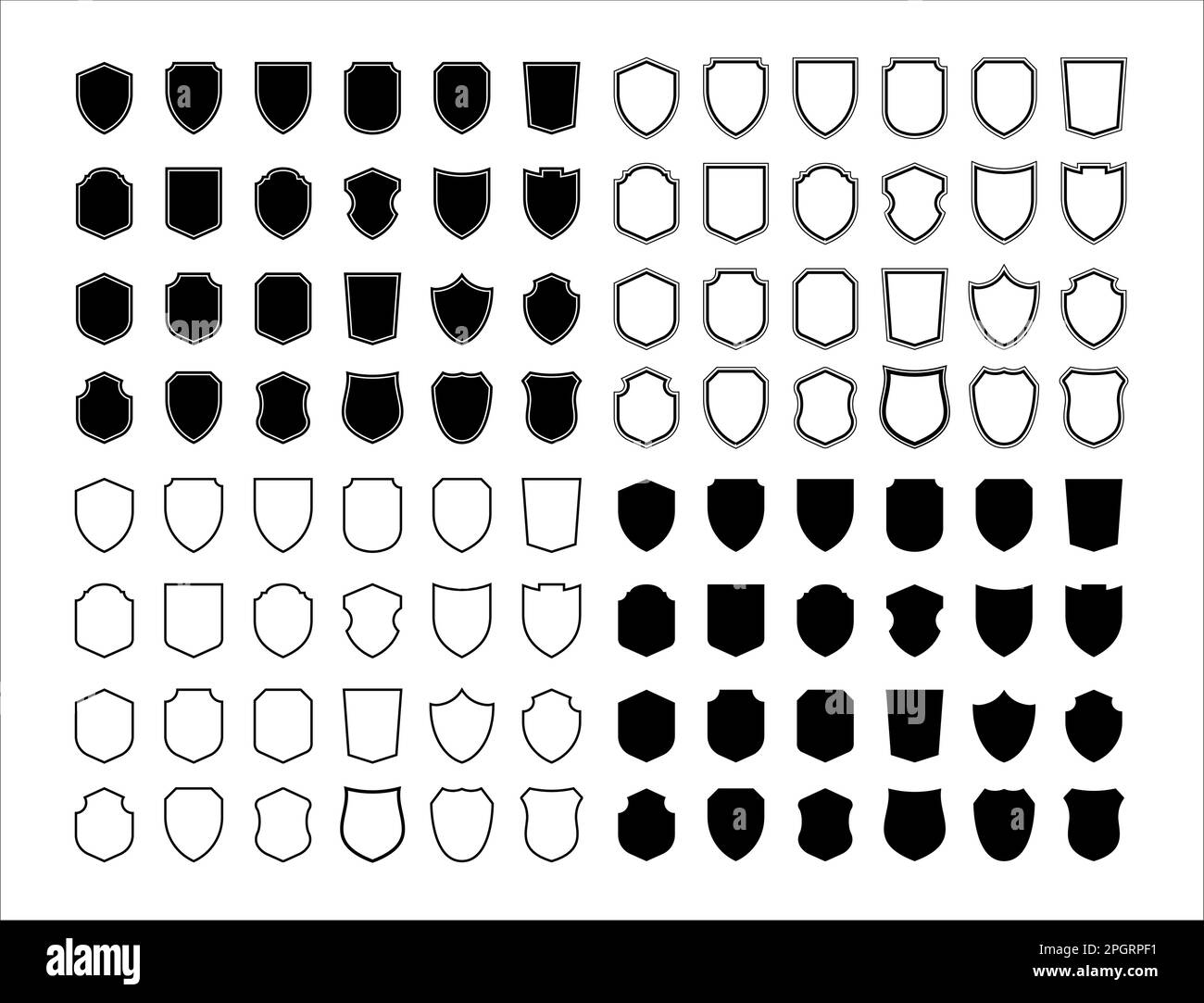 Set of shields. Protect signs. Knight award. Security label Stock ...