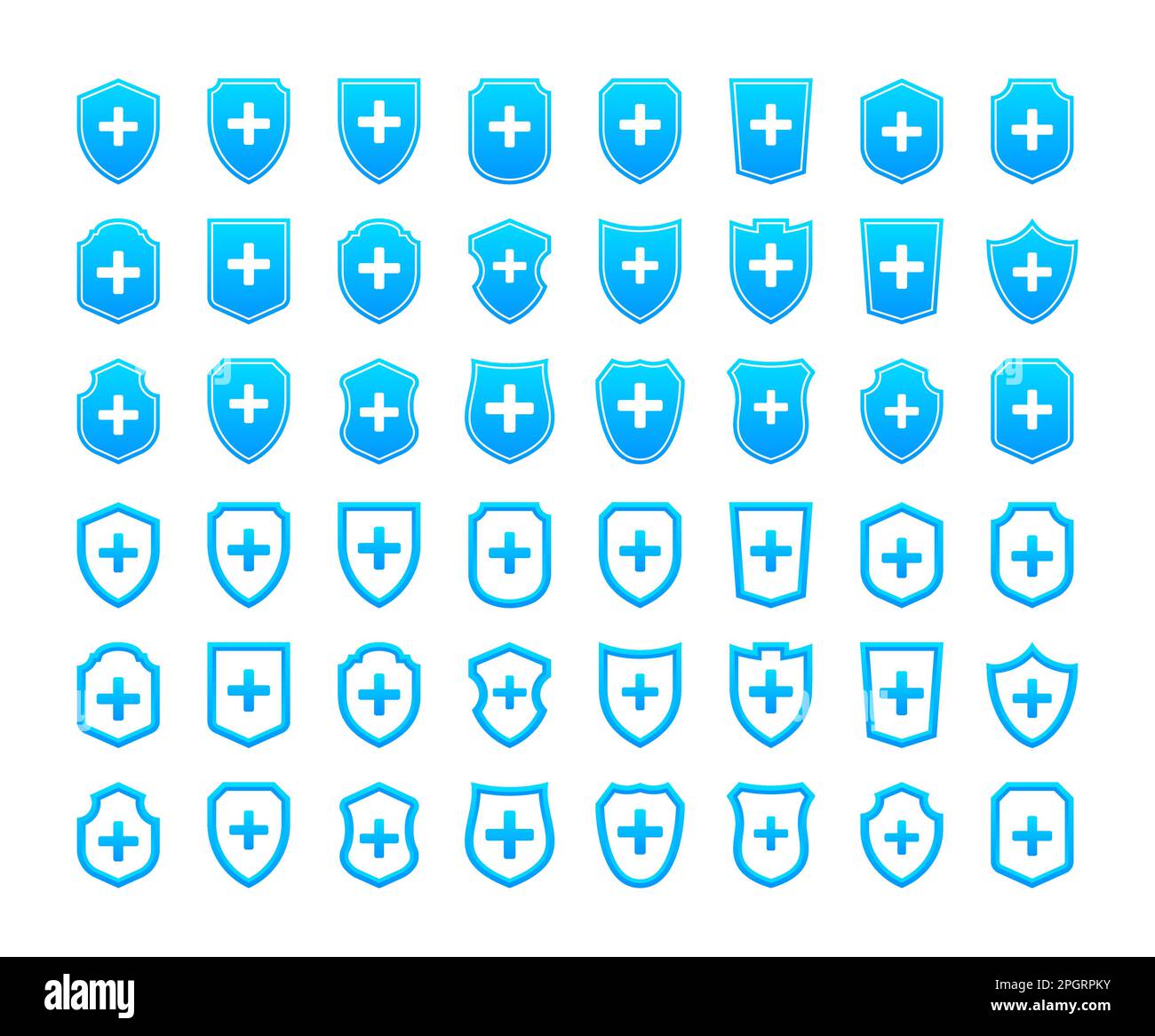 Set Medical health protection shield with cross. Defending Your Health ...