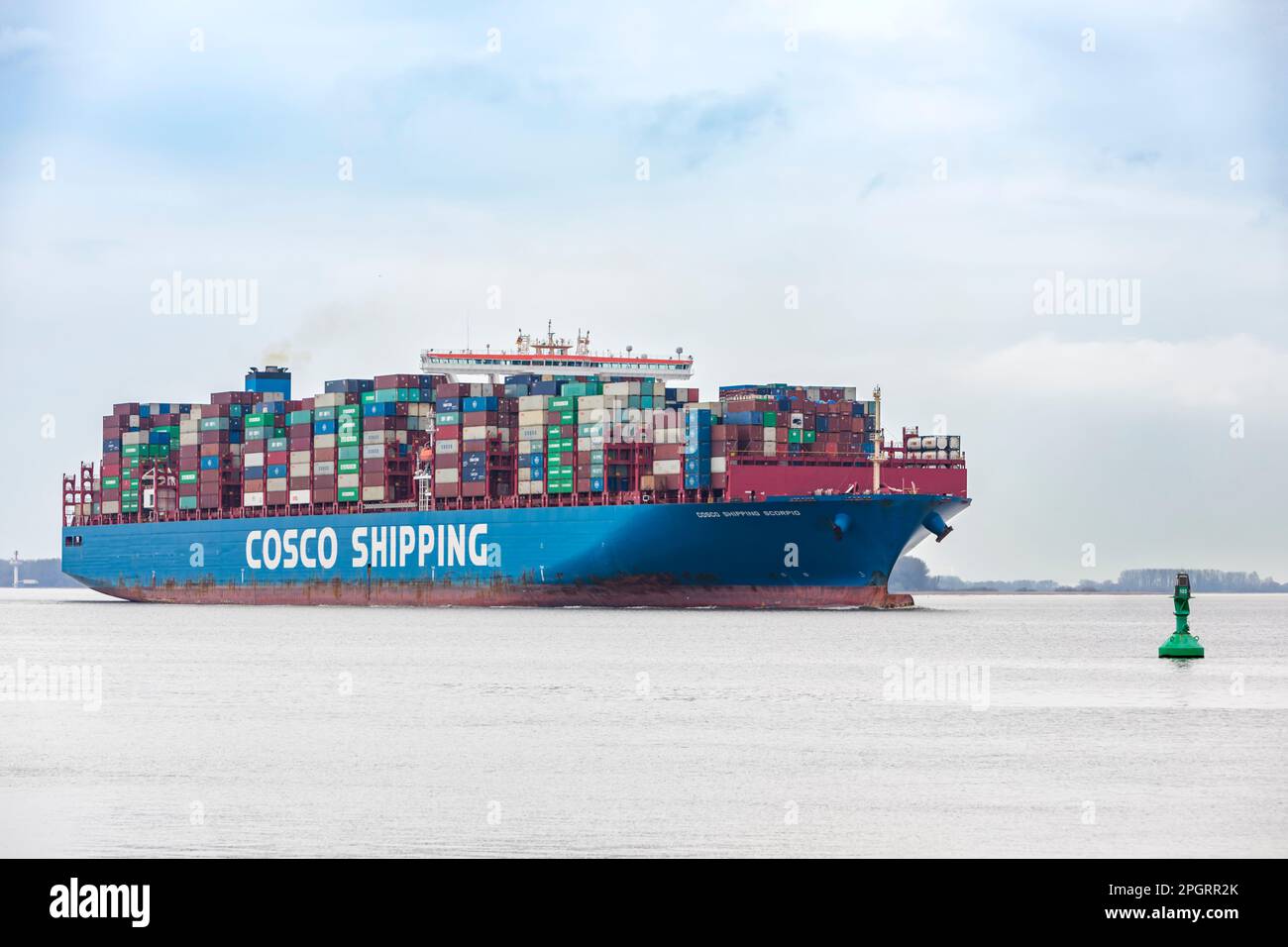 Stade, Germany – March 19, 2023: Container ship COSCO SHIPPING SCORPIO ...