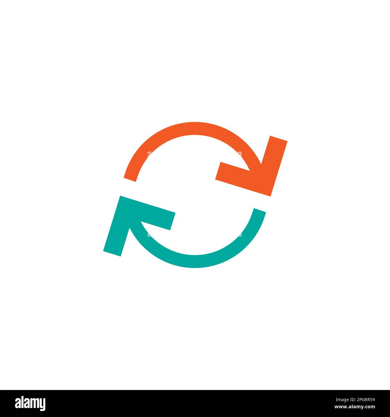 refresh or repeat icon. Two opposite round arrows isolated on white ...