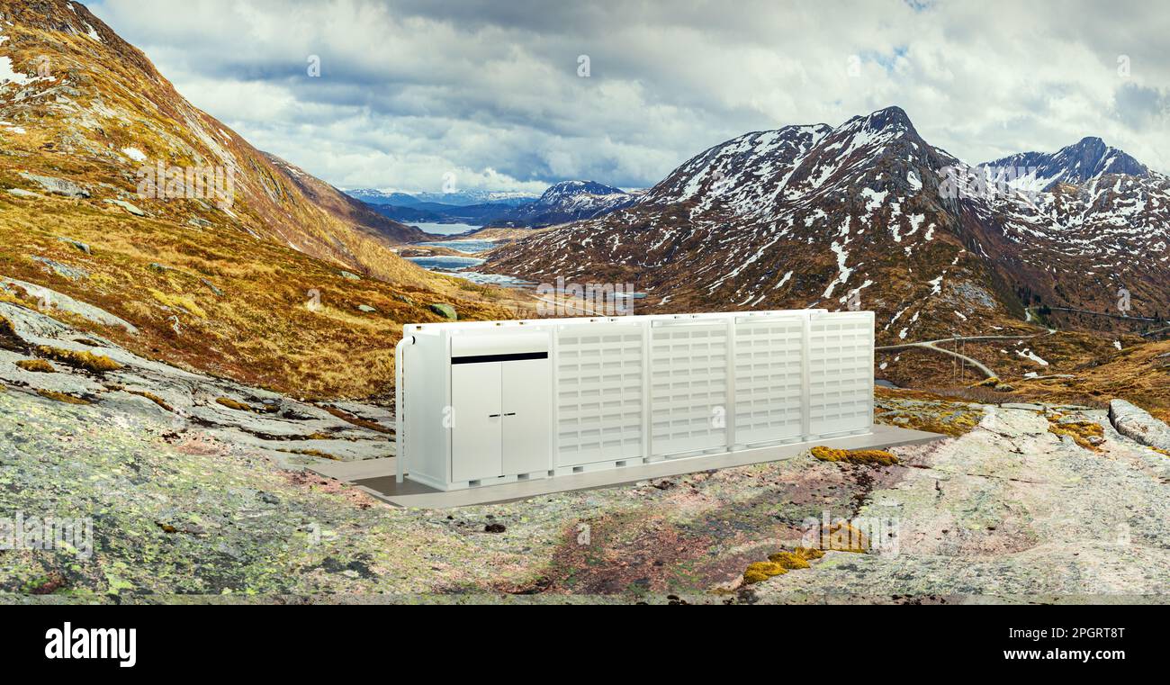 A modern battery storage in the nature Stock Photo - Alamy
