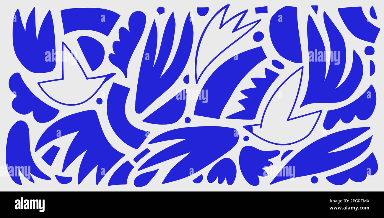 Vector set of abstract organic shapes, collage cutout style ...