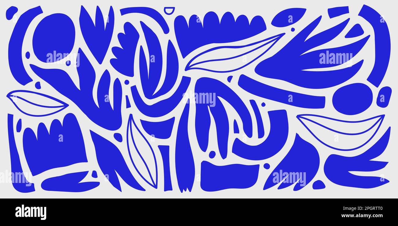 Vector set of abstract organic shapes, collage cutout style ...