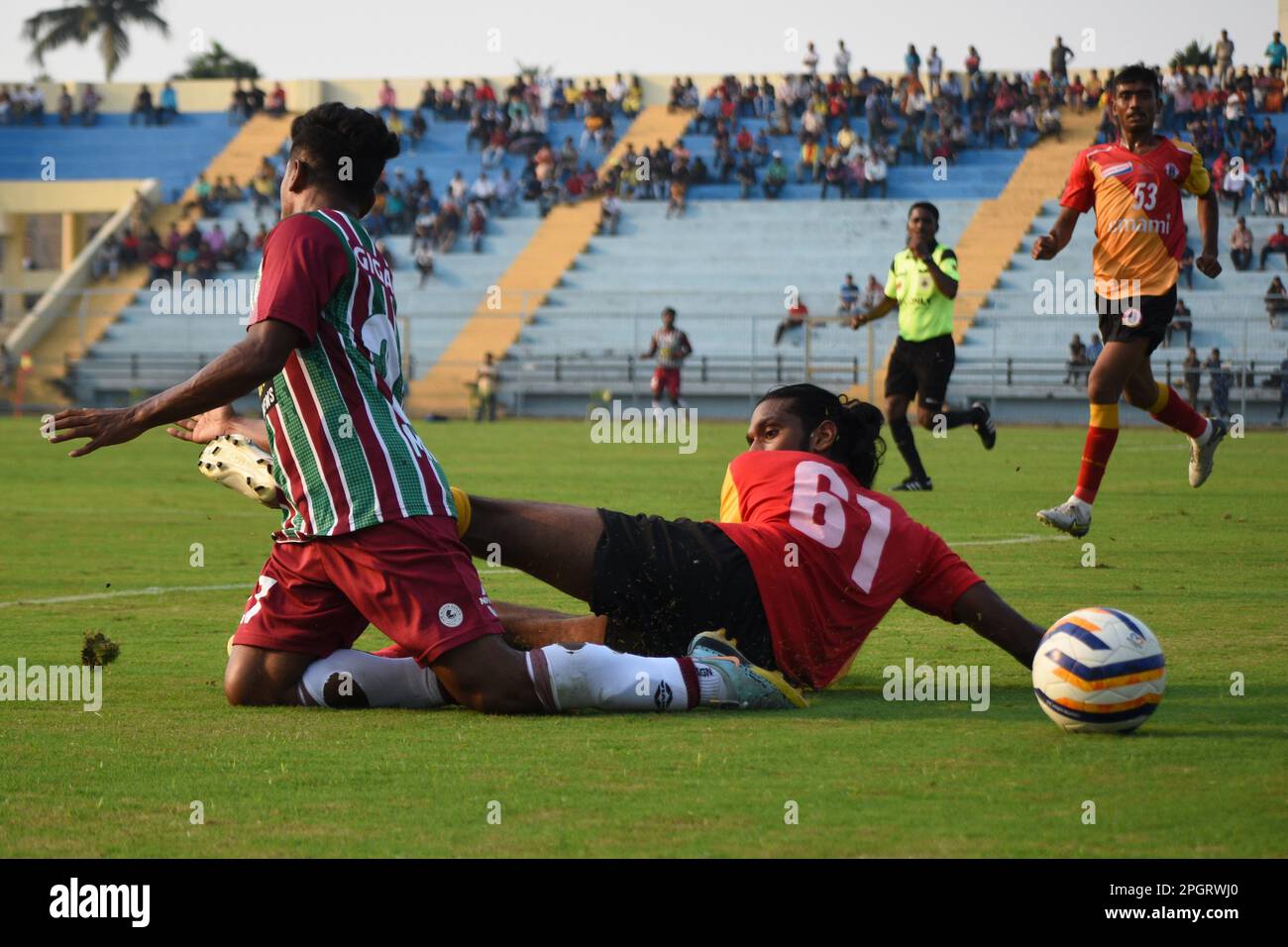 Kolkata, India. 24th Mar, 2023. ATK Mohun Bagan shares one point with Emammi East Bengal in ...