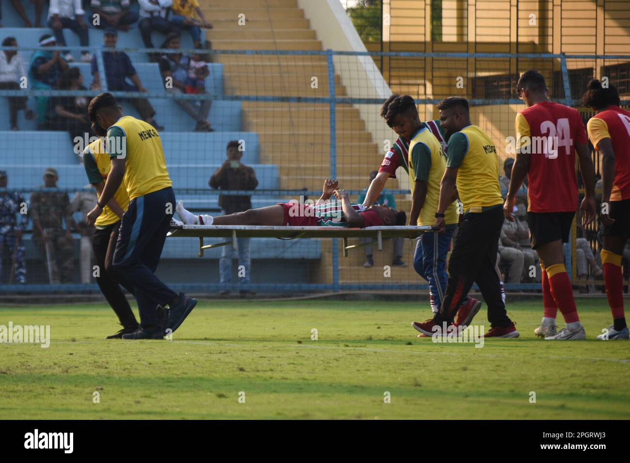 Kolkata, India. 24th Mar, 2023. ATK Mohun Bagan shares one point with Emammi East Bengal in ...