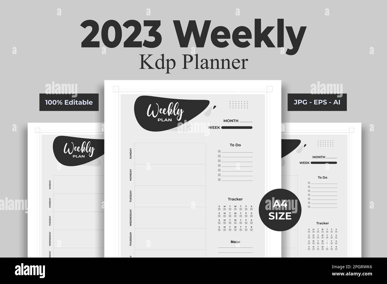 Weekly Planner KDP Interior Stock Vector Image & Art - Alamy