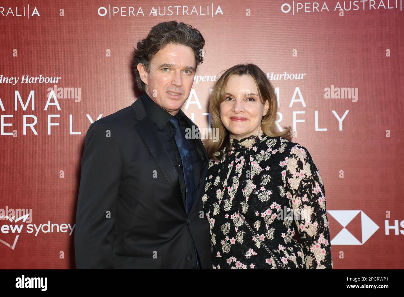 Sydney, Australia. 24th March 2023. Matt Day and wife Kirsty Thomson ...