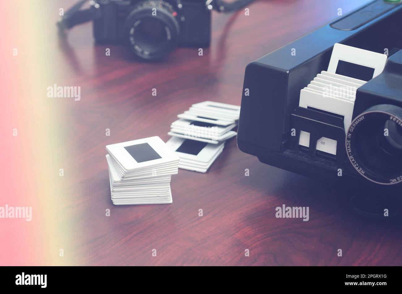 slide projector with light leaking Stock Photo - Alamy