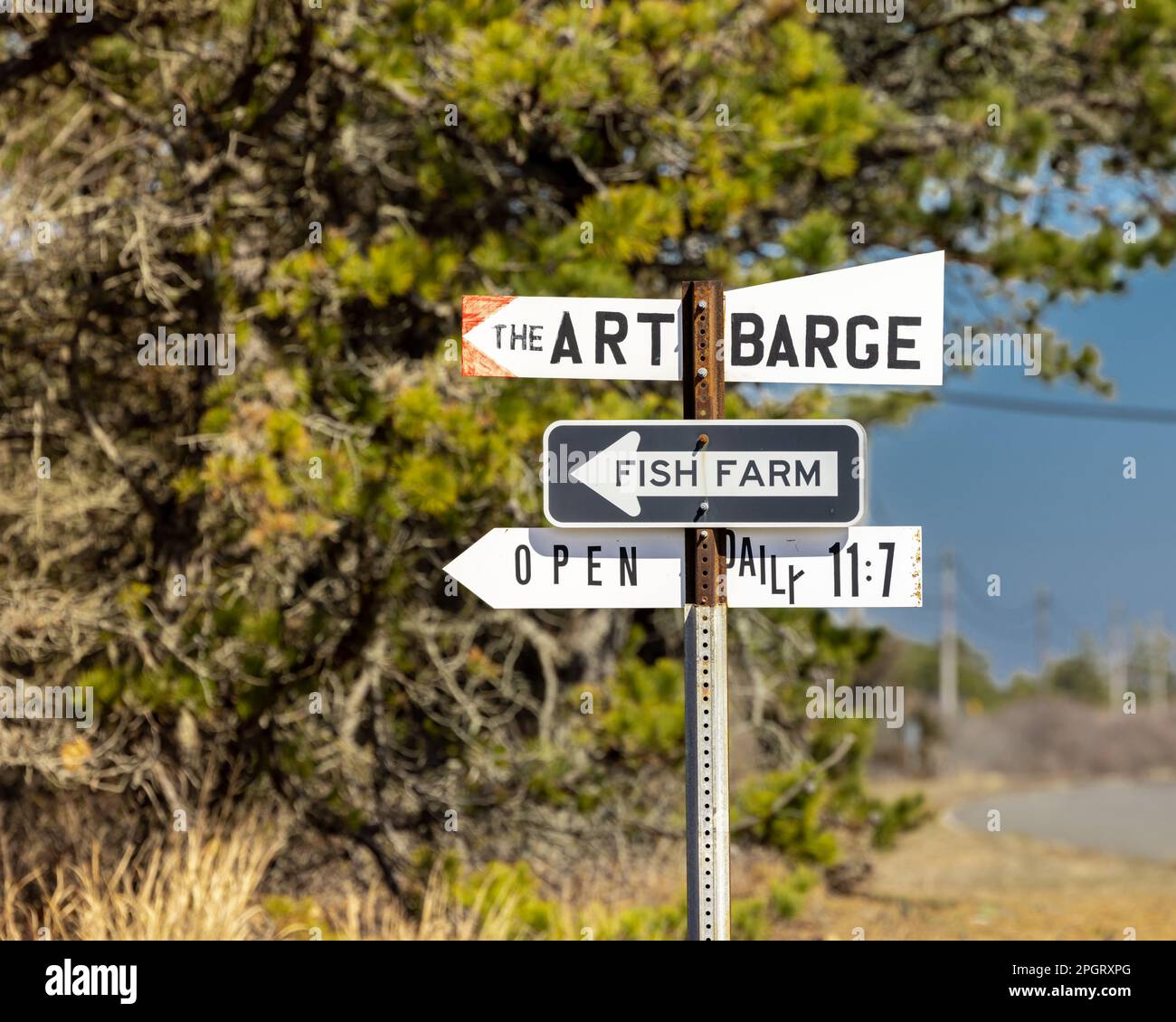 a group of signs on napeague stretch Stock Photo - Alamy