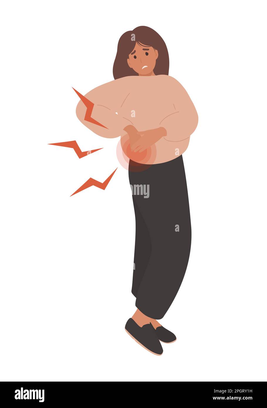 Cartoon Woman With Back Pain