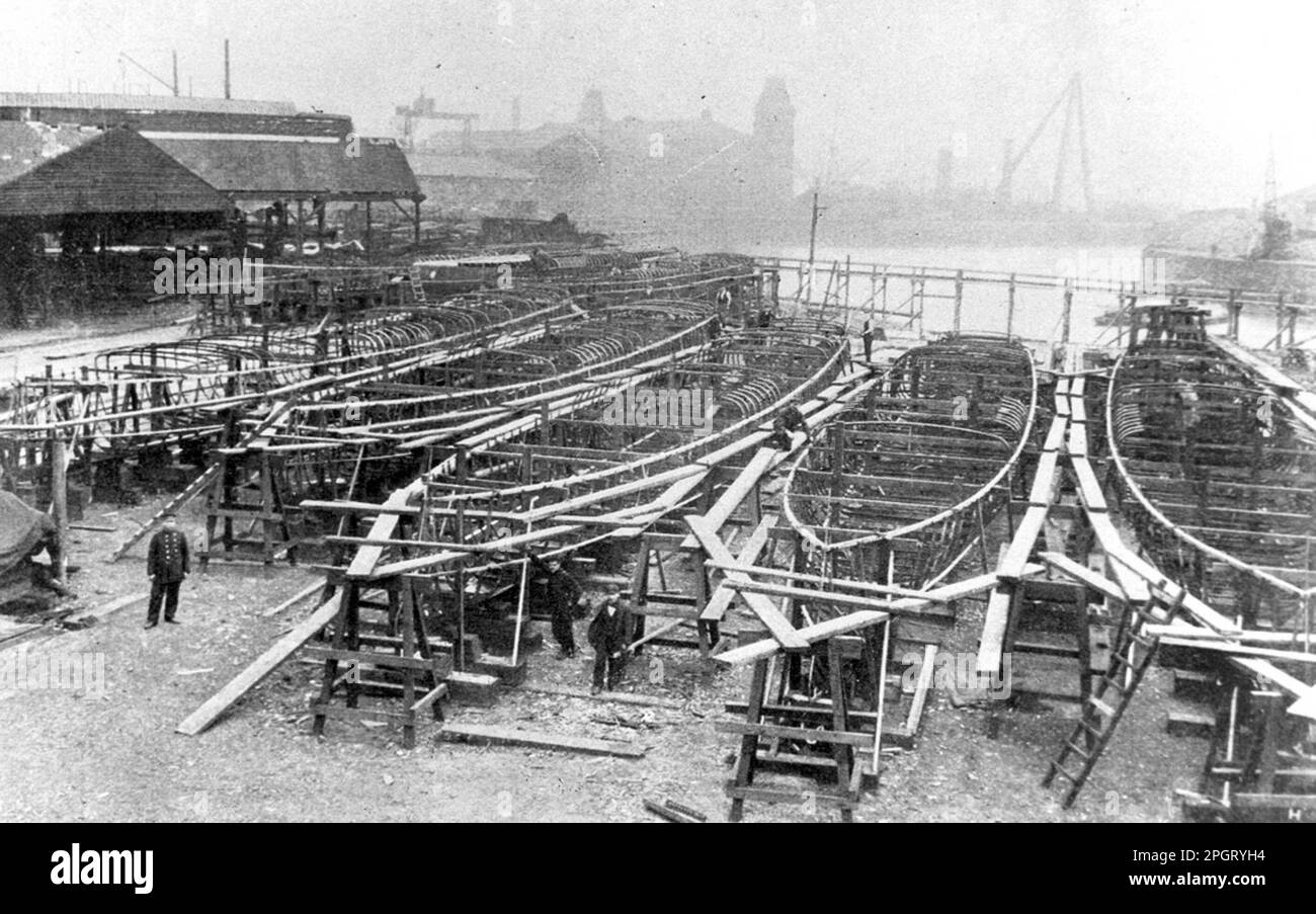 Thames Ironworks. Romanian Torpedo Vedette Boats under construction ...