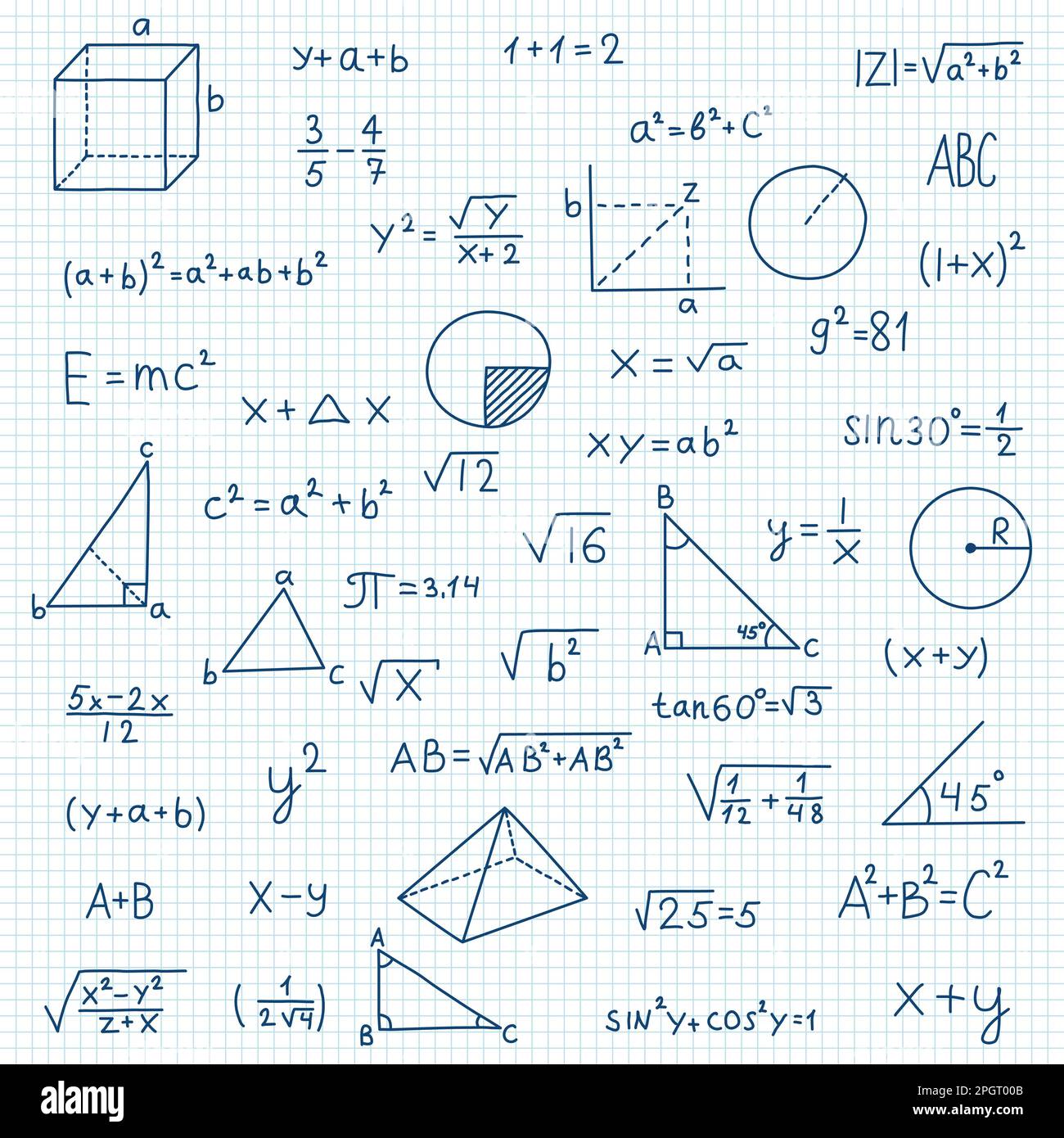Hand Drawn Math Symbols Icon In Flat Style Mathematics Formula Vector Illustration On Isolated