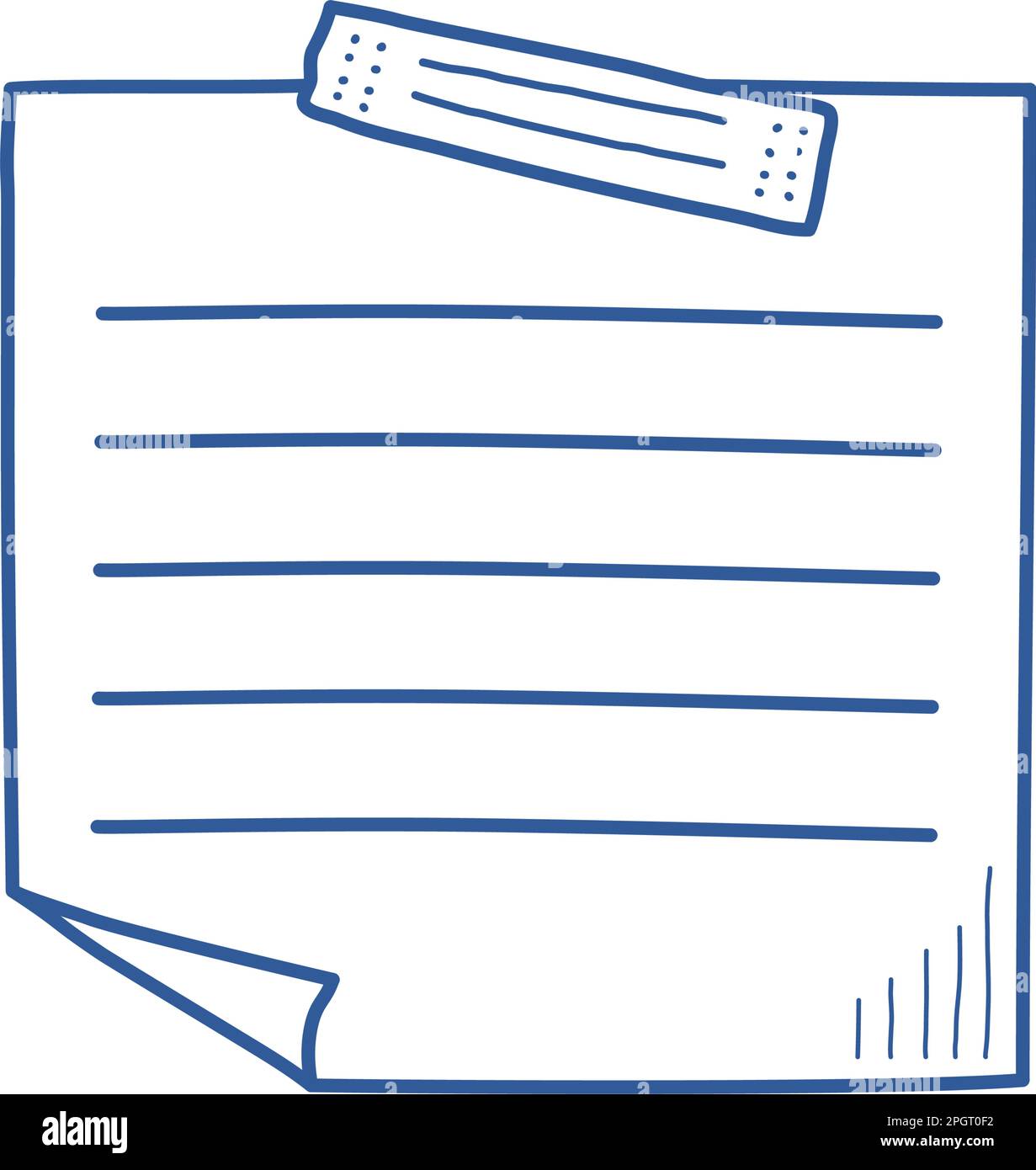Hand drawn memo paper sheet icon in flat style. Sticky note vector ...