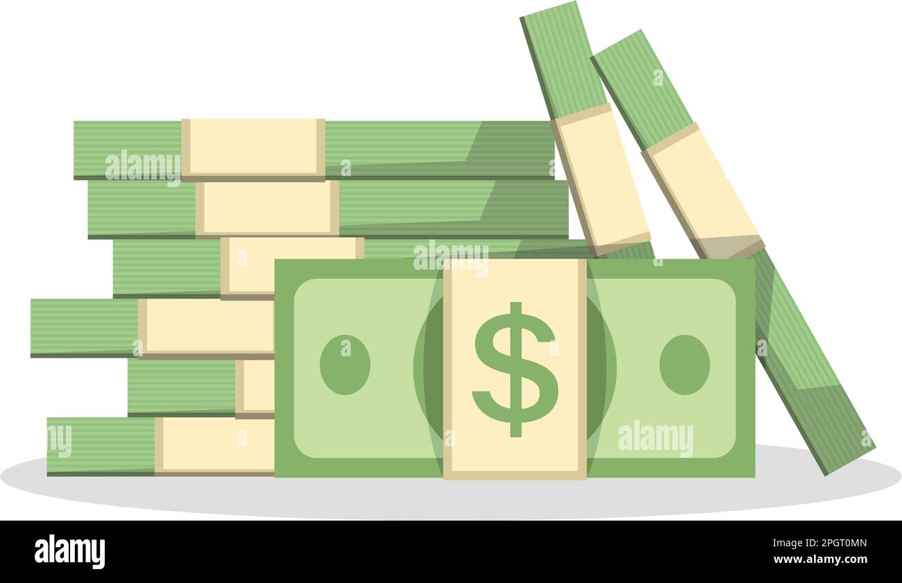 Paper bills icon in flat style. Stack of currency banknotes vector ...