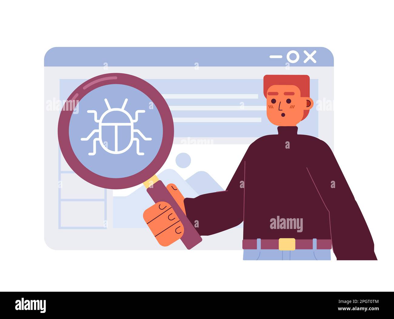 Debugging Web Application Flat Concept Vector Spot Illustration Stock
